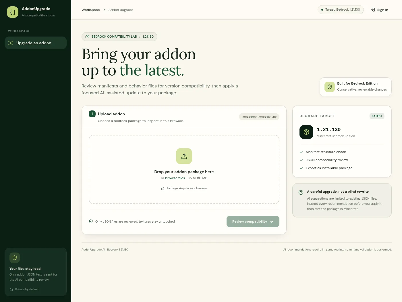 AddonUpgrade AI Tool