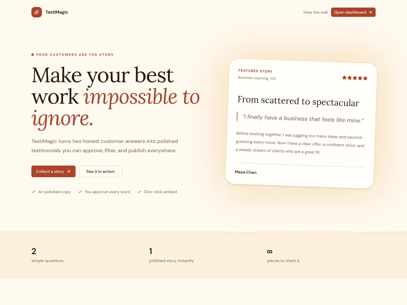 TestiMagic AI Wall