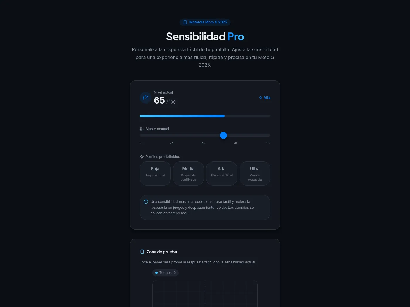 Moto G Sensibilidad Pro