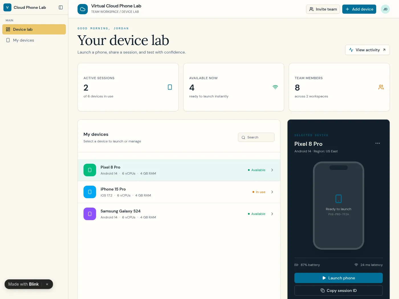 Virtual Cloud Phone Lab