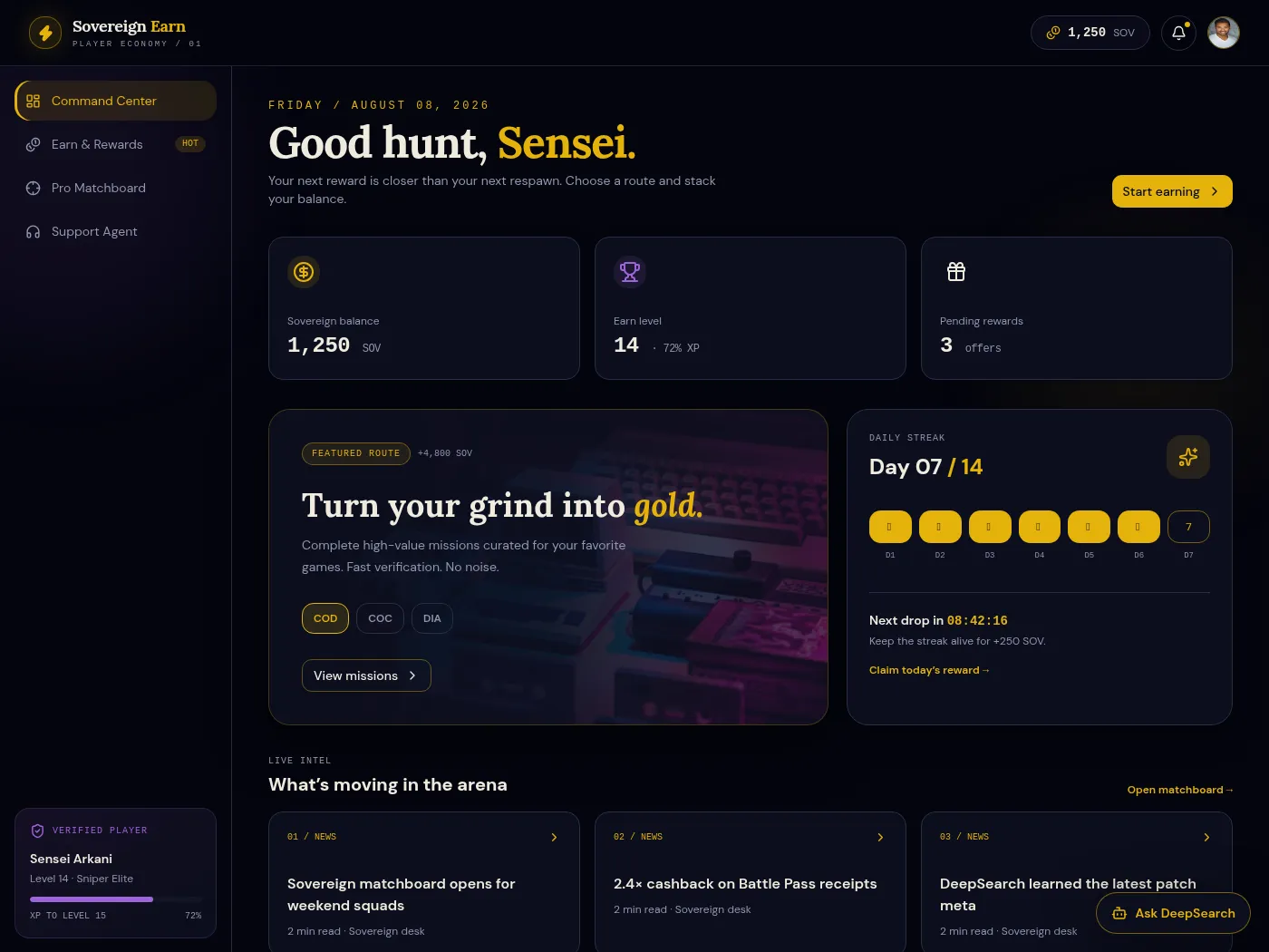 Sovereign Earn Portal
