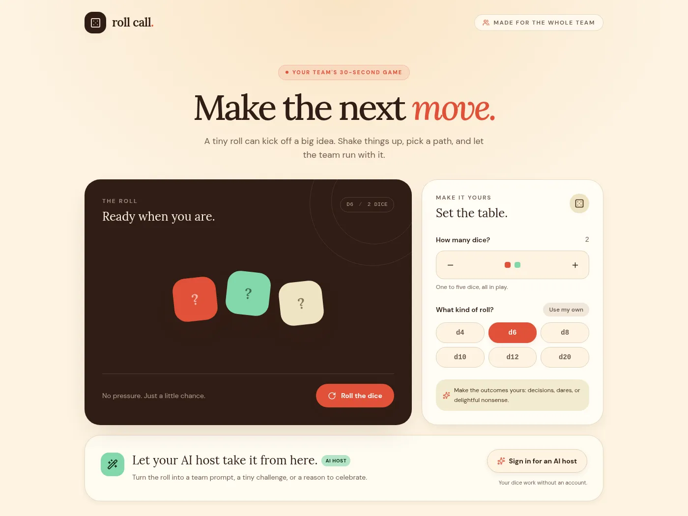 Playful AI Dice Roller