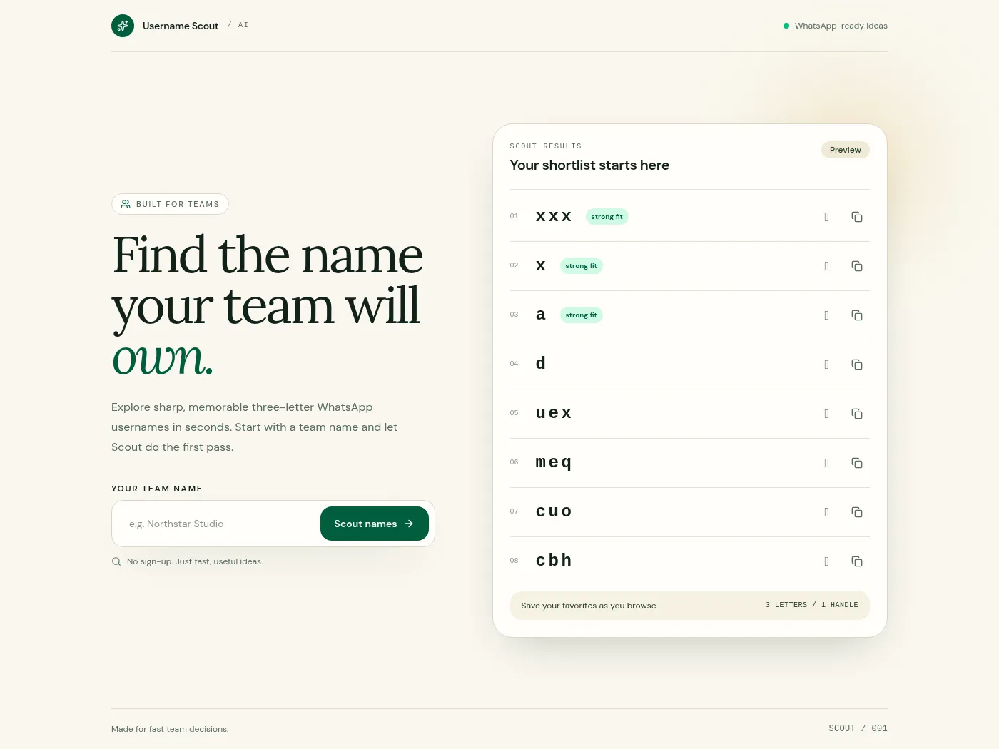 Username Scout AI