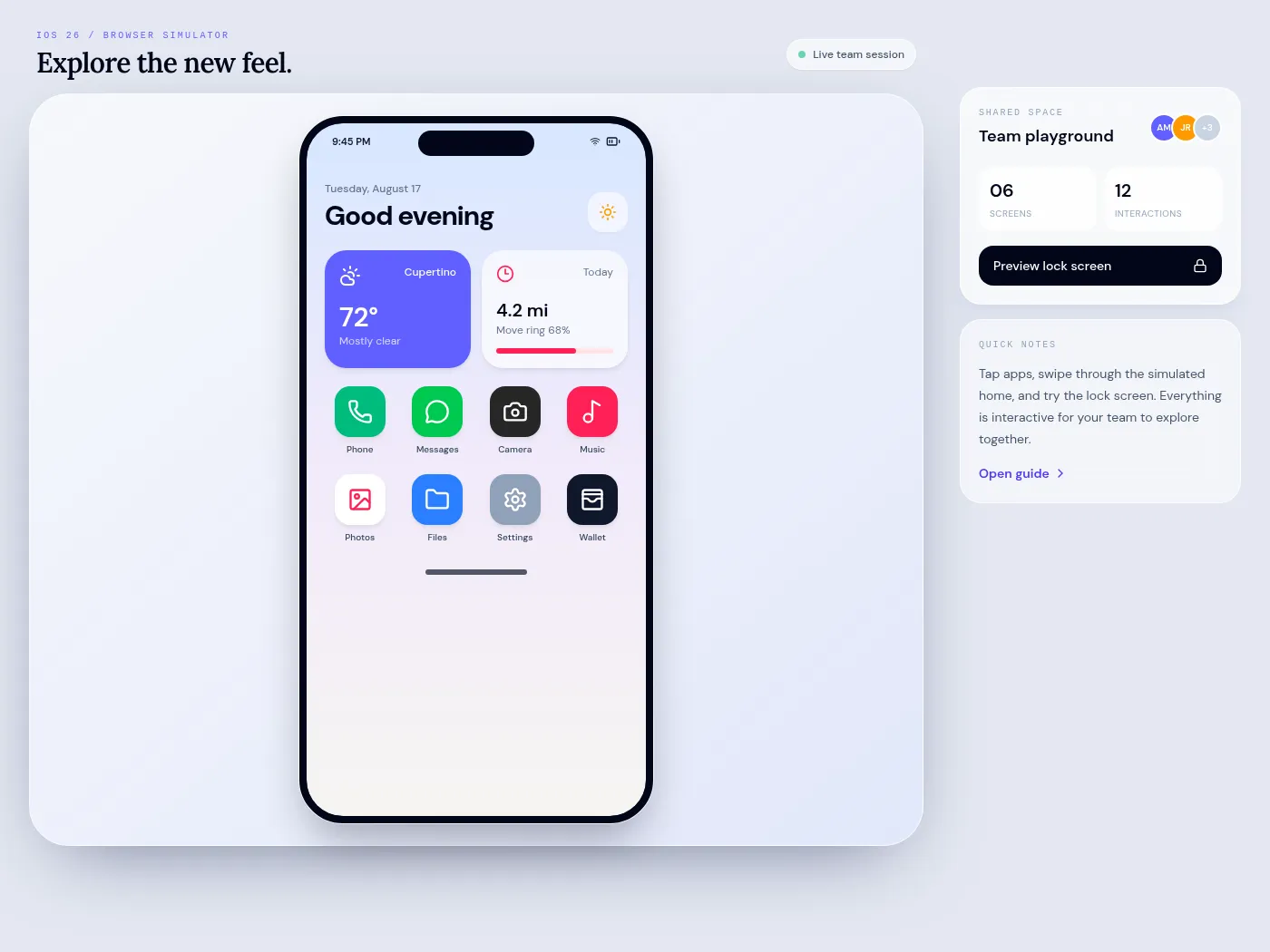iOS 26 Web Simulator