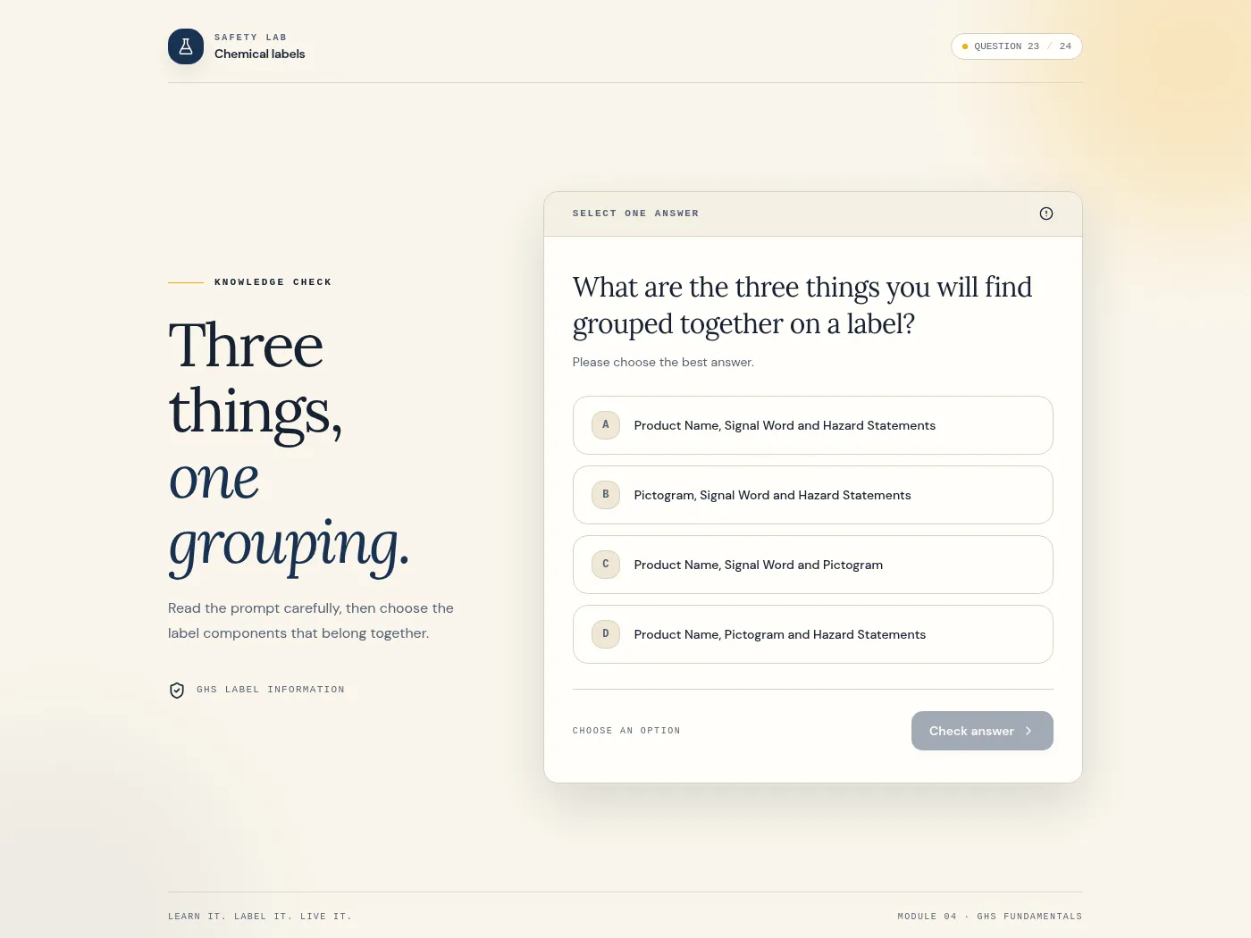 Label Grouping Quiz