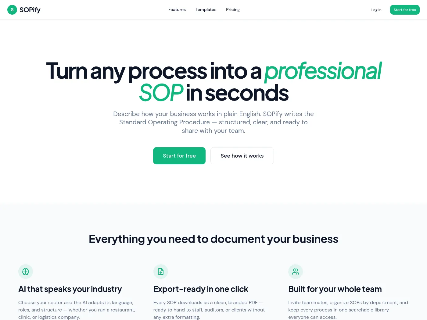 SOPify AI SOP Generator