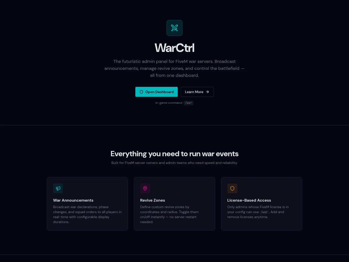 WarCtrl FiveM Admin Panel