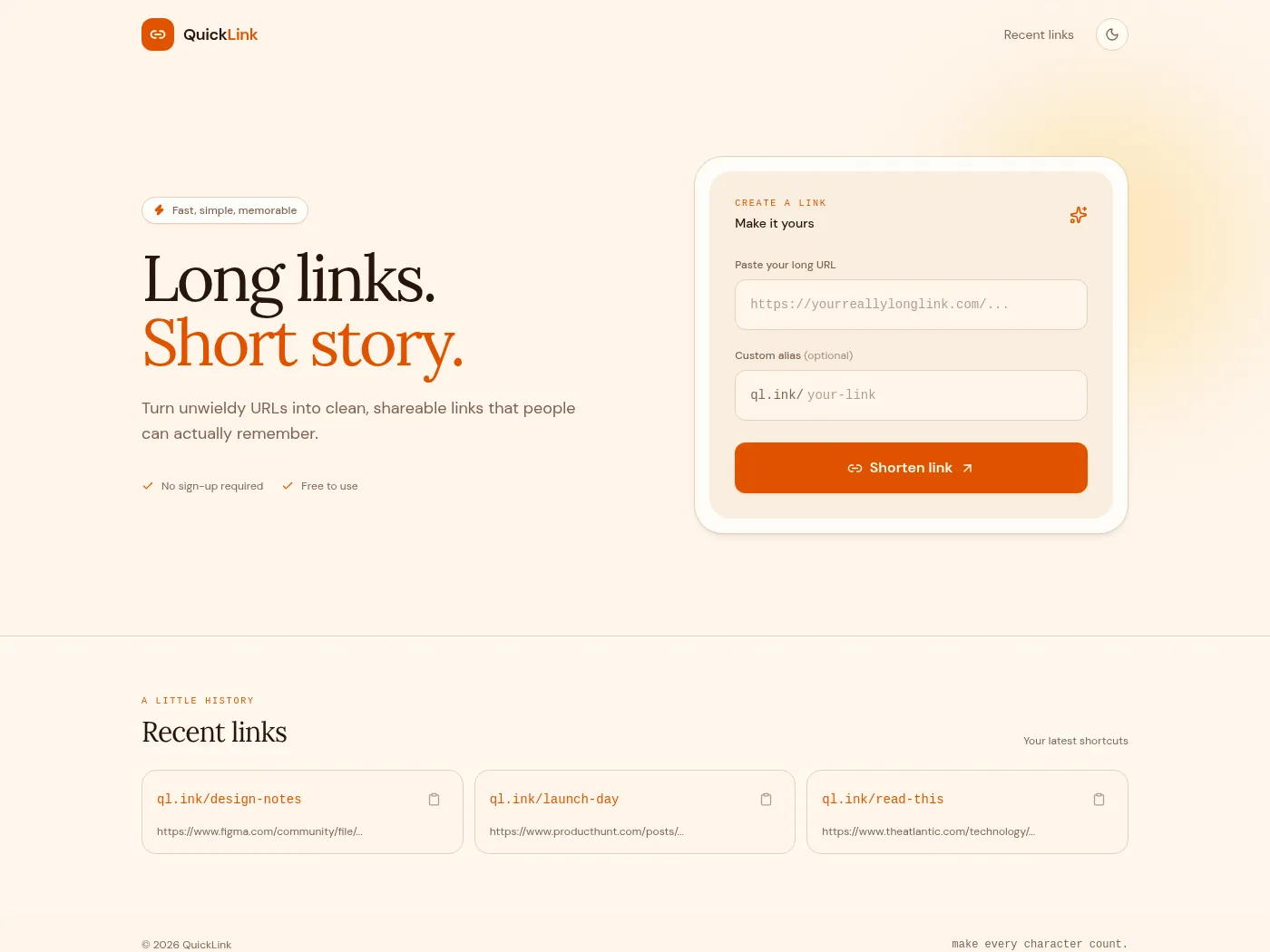 QuickLink Shortener