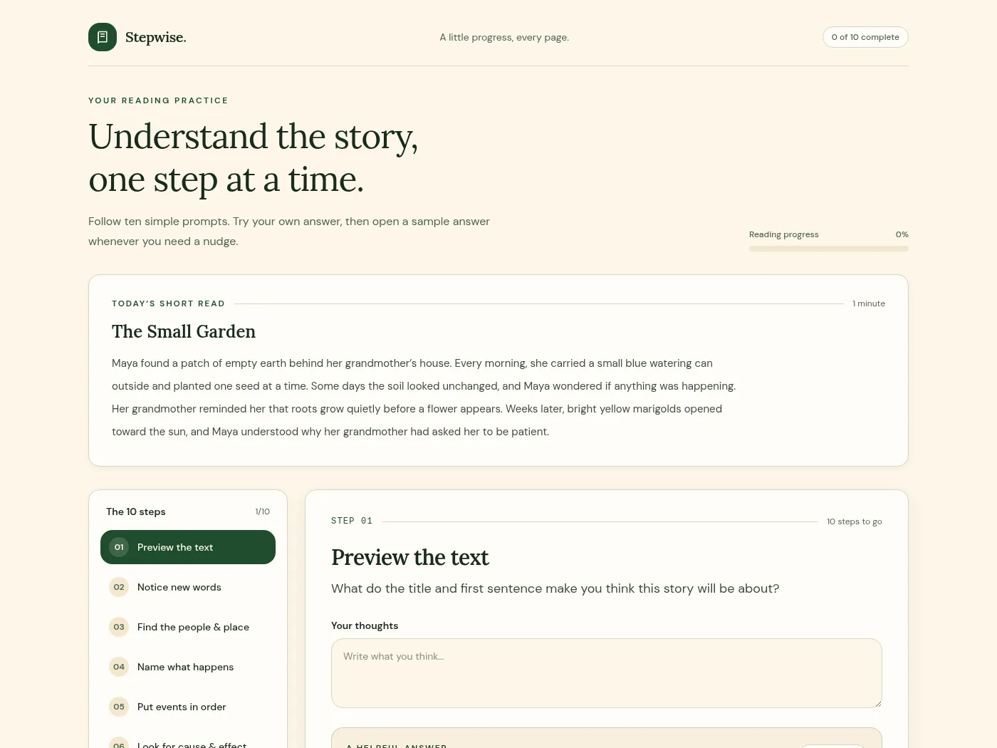 Stepwise Reading Helper