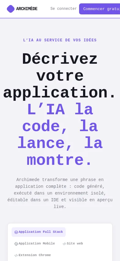 Archimede AI Landing Page