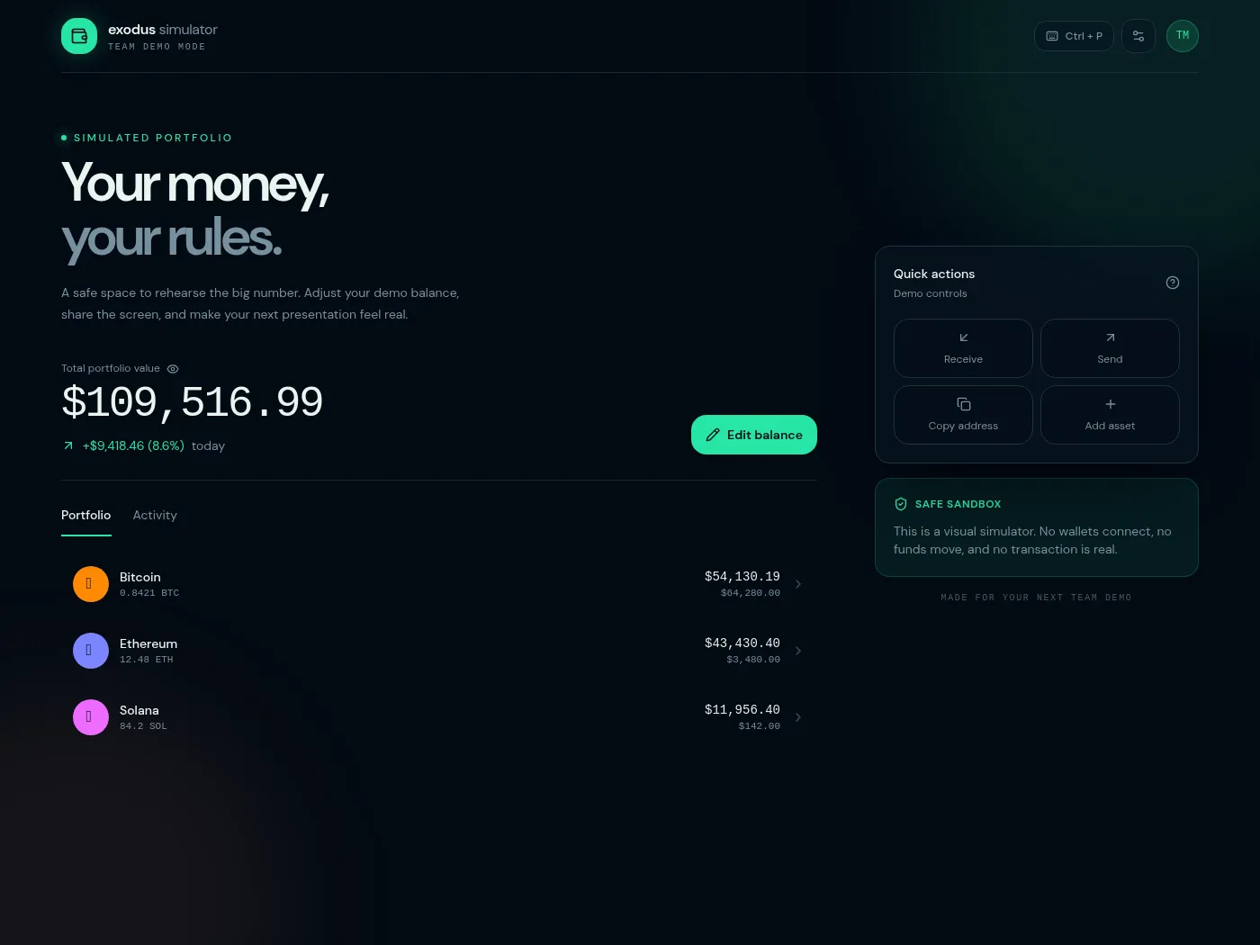 Exodus Wallet Simulator