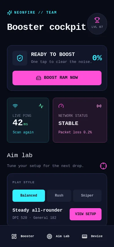 NeonFire Game Booster