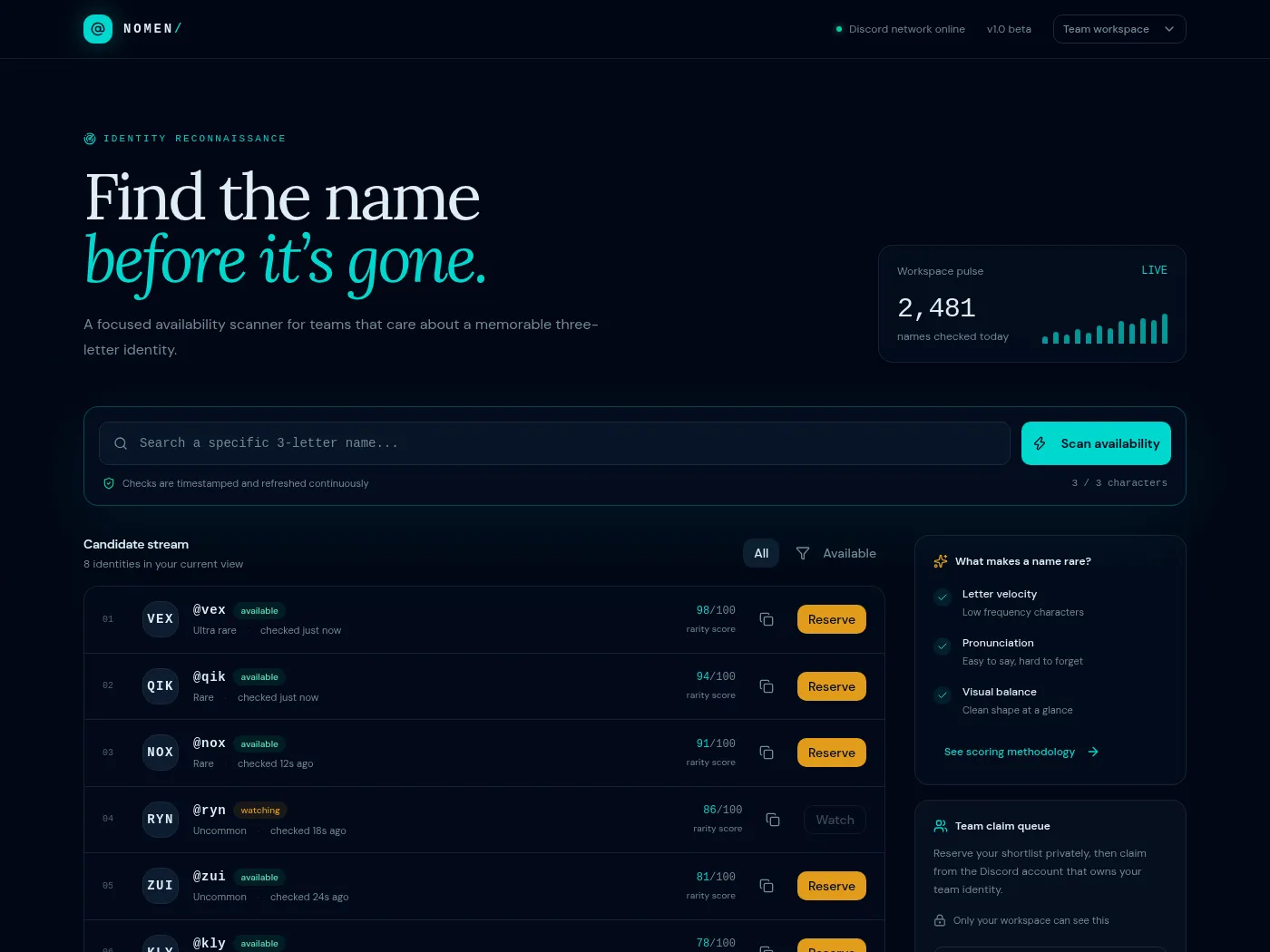 Discord Name Finder