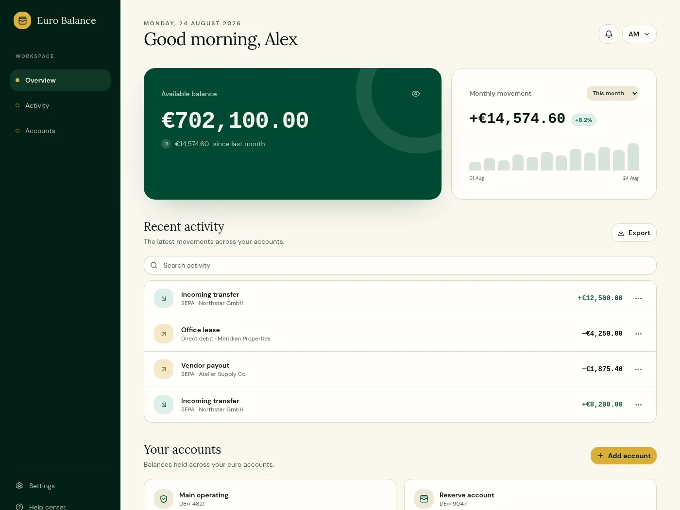 Euro Balance Dashboard