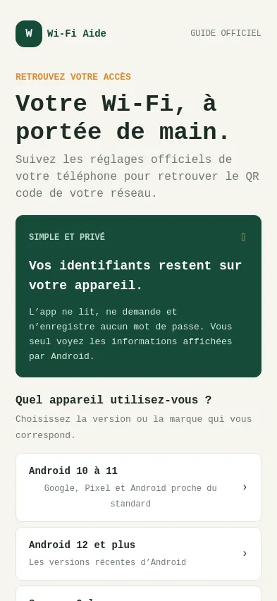 MotDePasse Wi-Fi Aide
