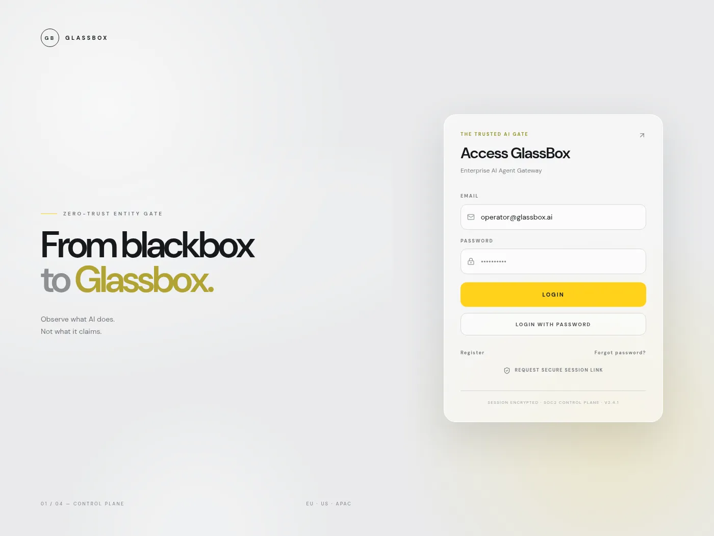 GLASSBOX AI Control Center