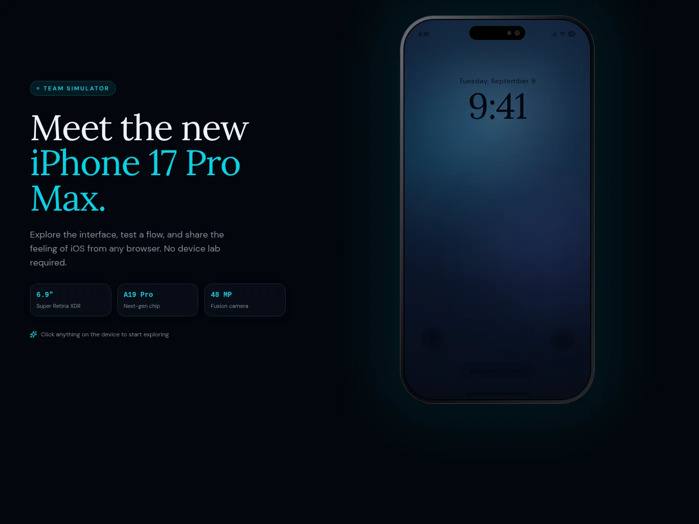 iPhone 17 Pro Max Simulator