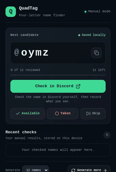 QuadTag Discord Checker