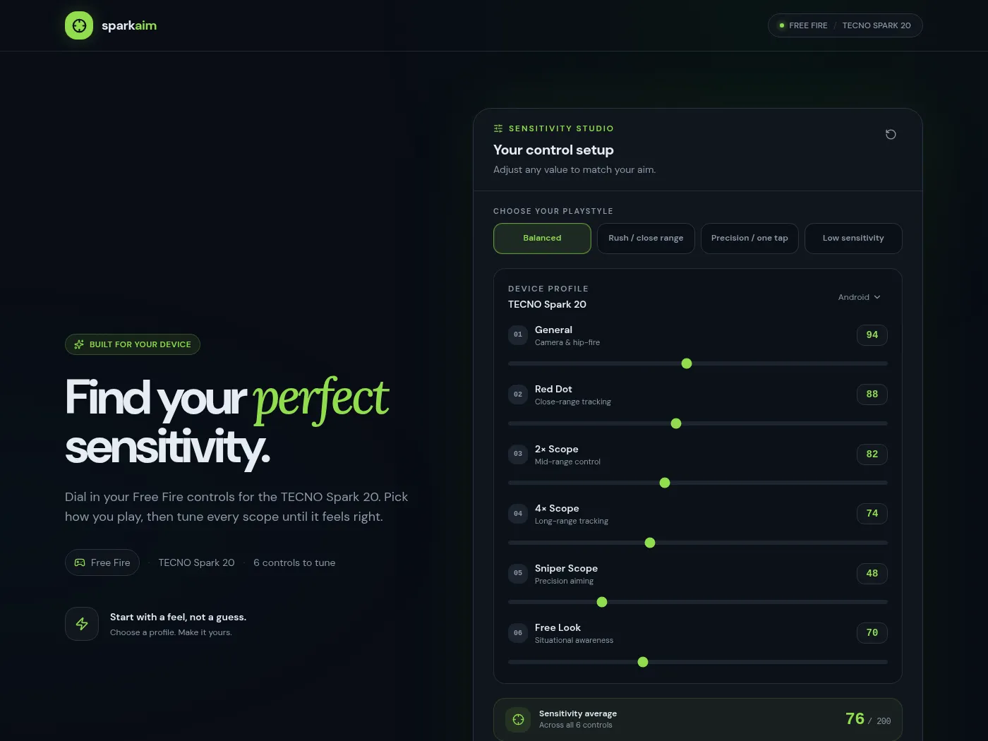 Spark 20 Sensitivity Finder