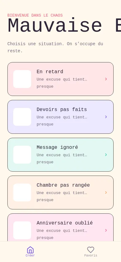 Mauvaise Excuse App