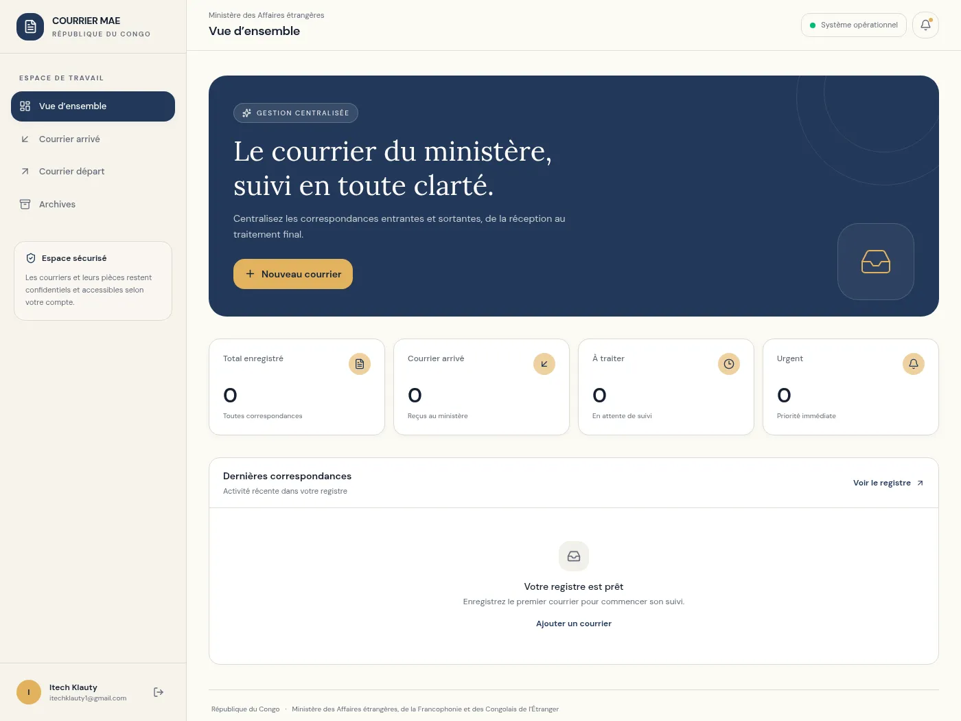 Courrier Ministère Manager