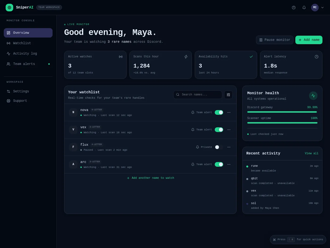 Discord Name Sniper AI
