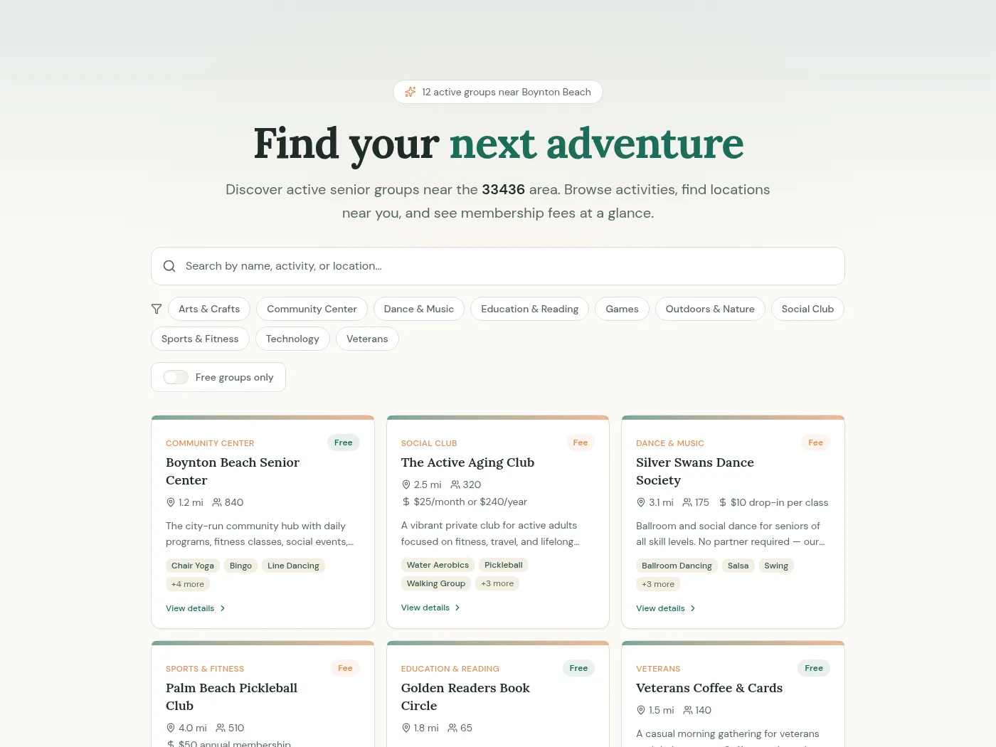 Senior Activity Finder