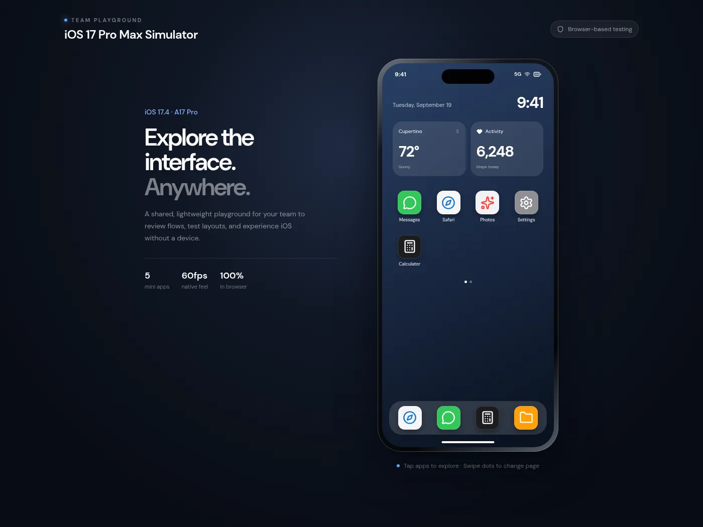 iOS 17 Pro Max Web Simulator