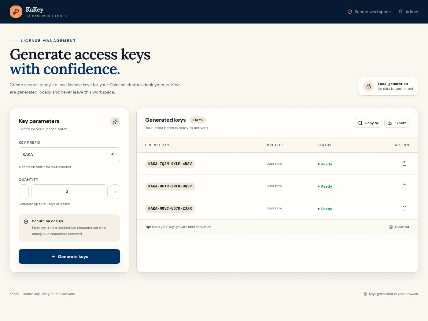 Chatbot Key Generator