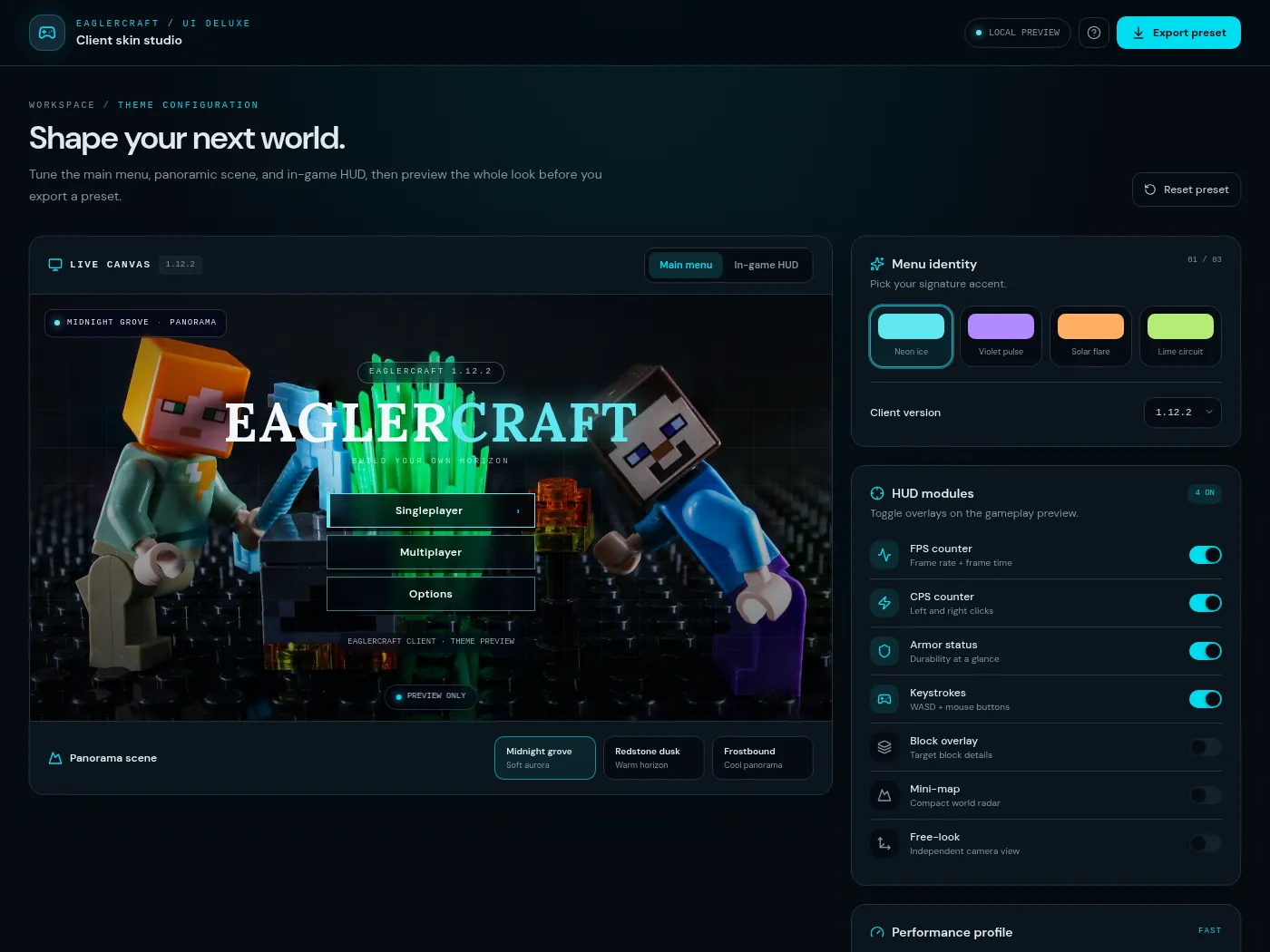 Eaglercraft UI Deluxe