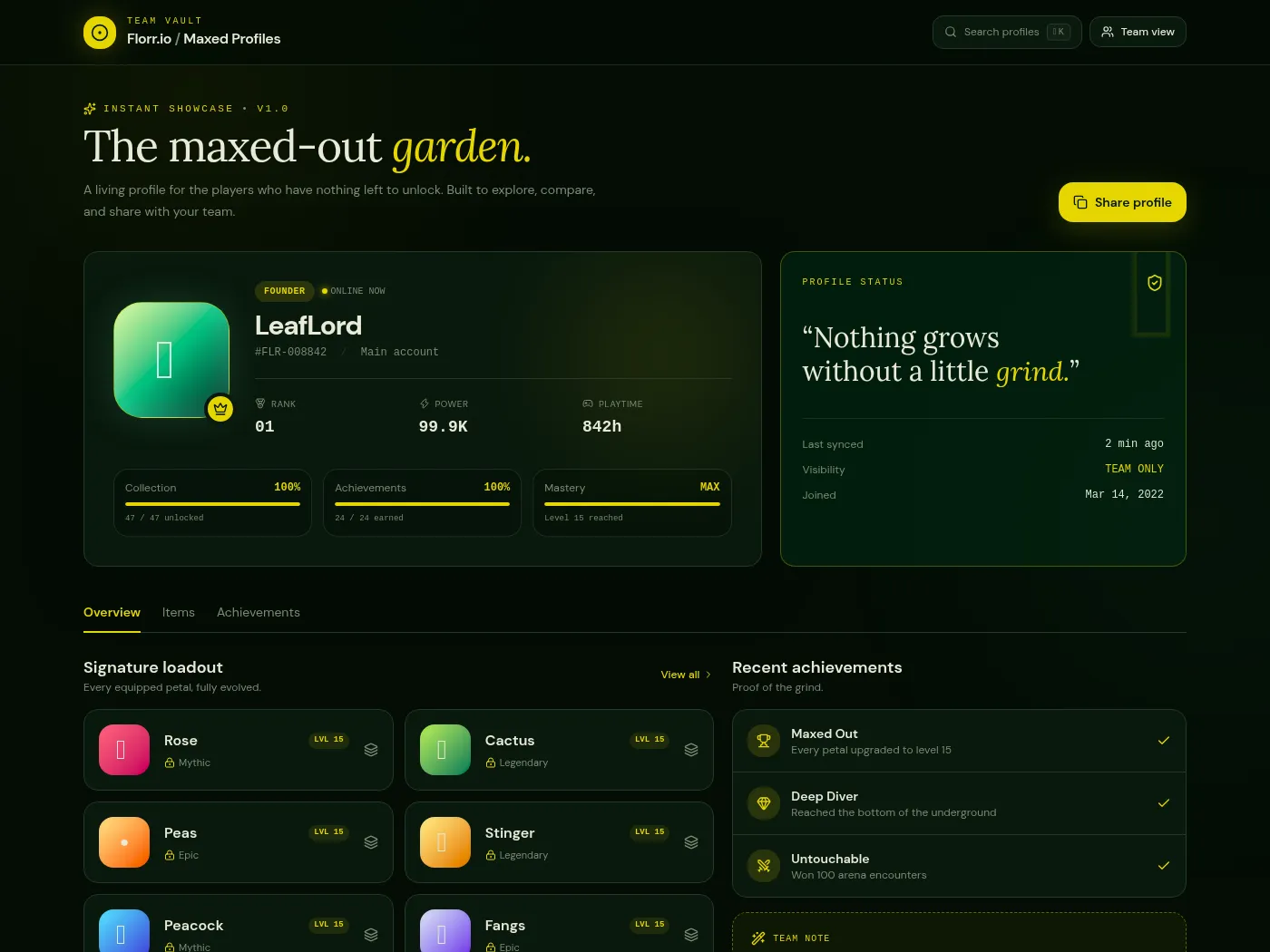 Florr.io Maxed Profile Hub