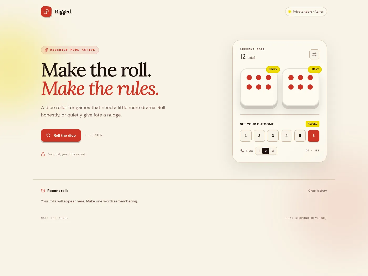 Rigged Dice Roller