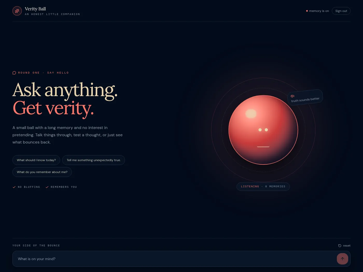 Verity Ball AI Companion