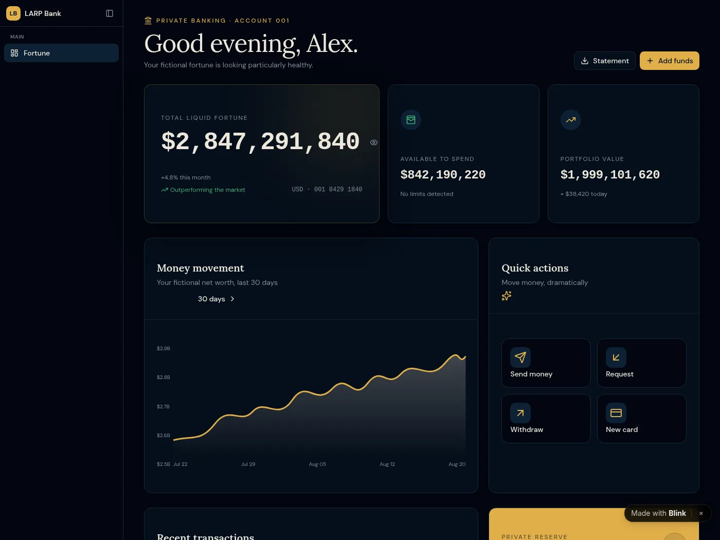 LARP Bank Dashboard