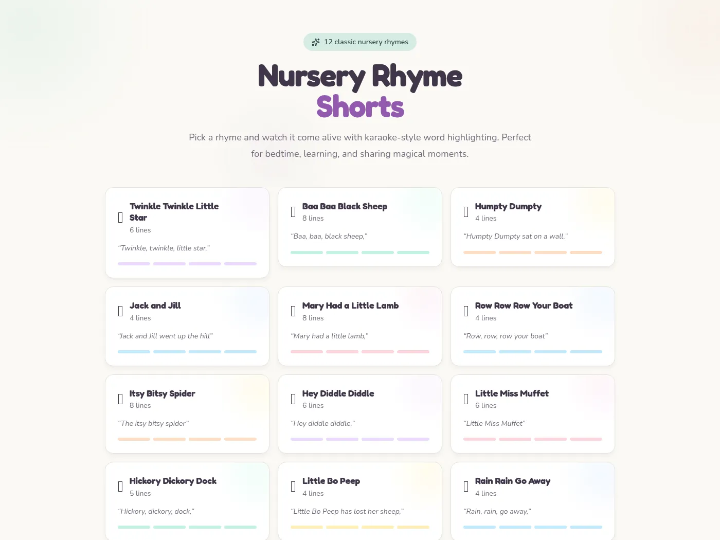 Nursery Shorts Creator