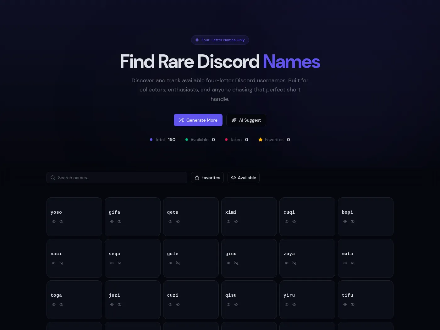 Rare Discord Name Finder