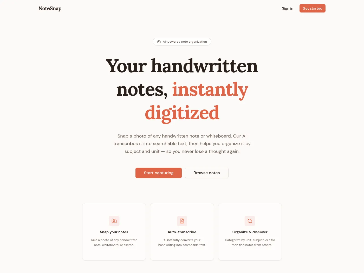 NoteSnap Organizer
