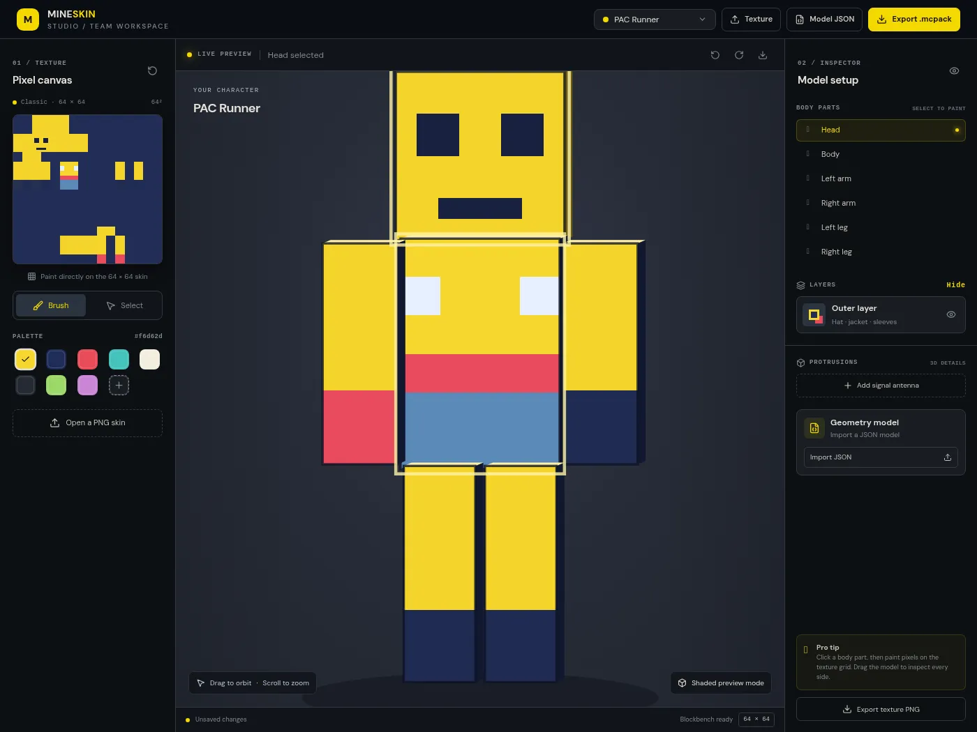 MineSkin 3D Editor