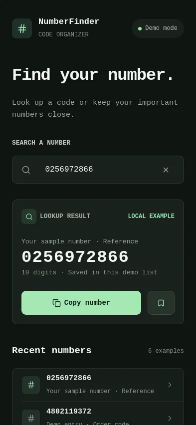 NumberFinder App