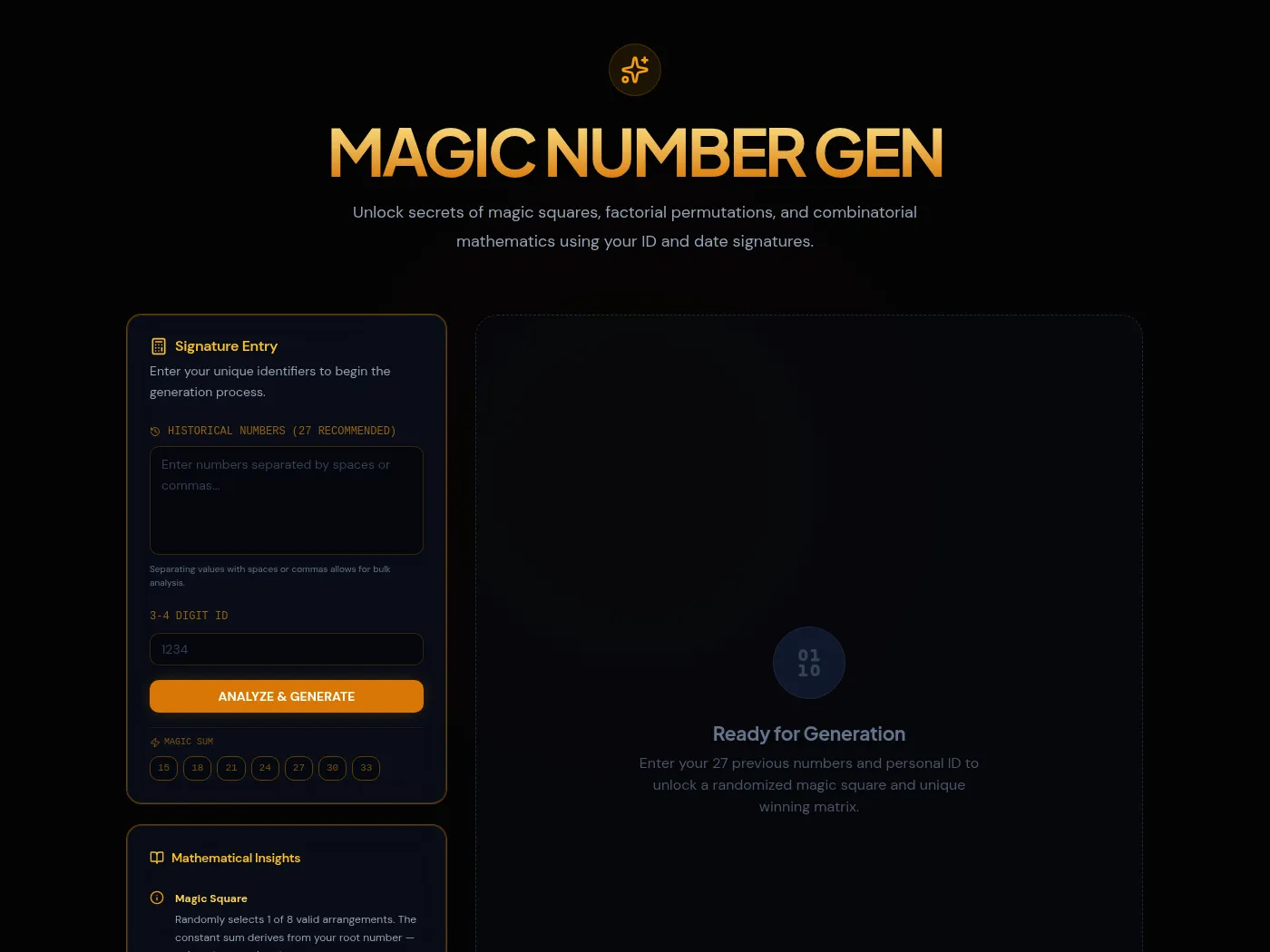 Magic Number Generator