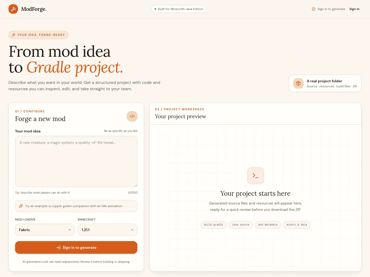 ModForge AI Generator