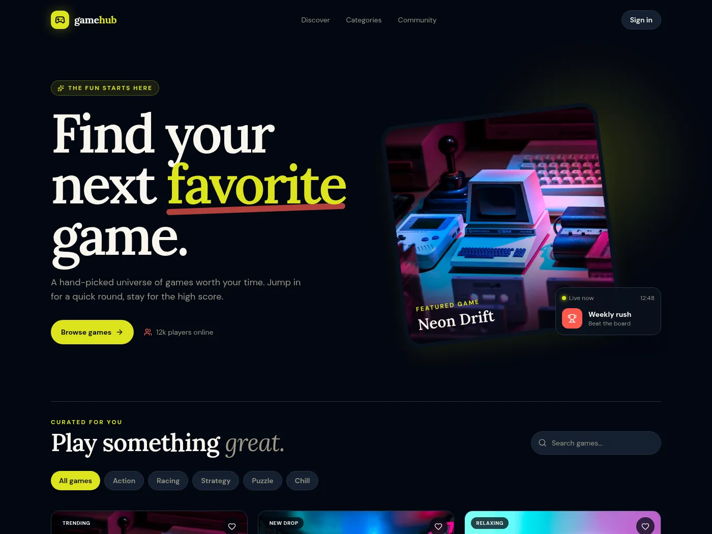 GameHub Web Portal