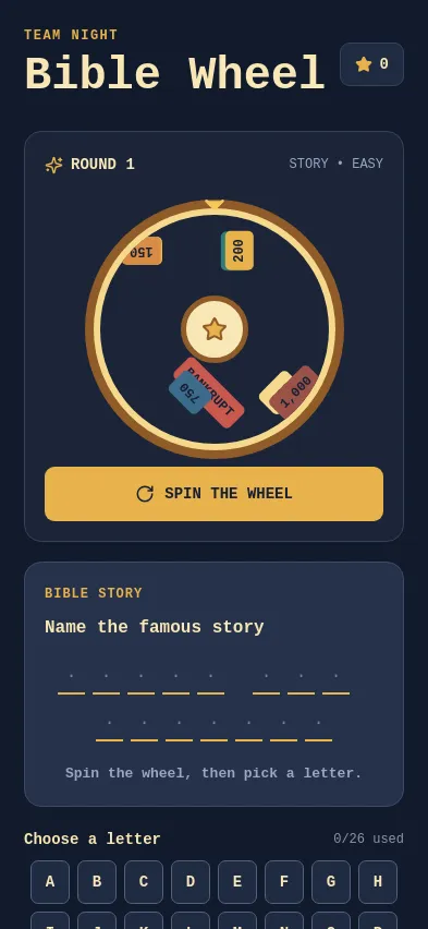 Bible Wheel of Fortune