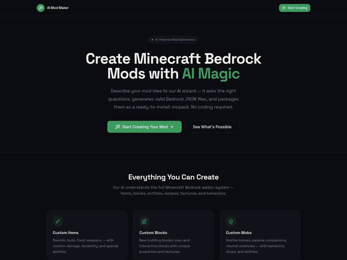 AI Bedrock Mod Maker