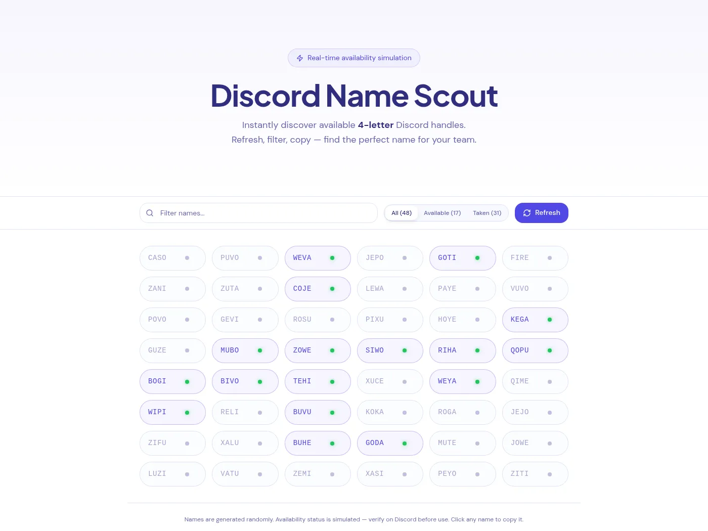 Discord Name Scout