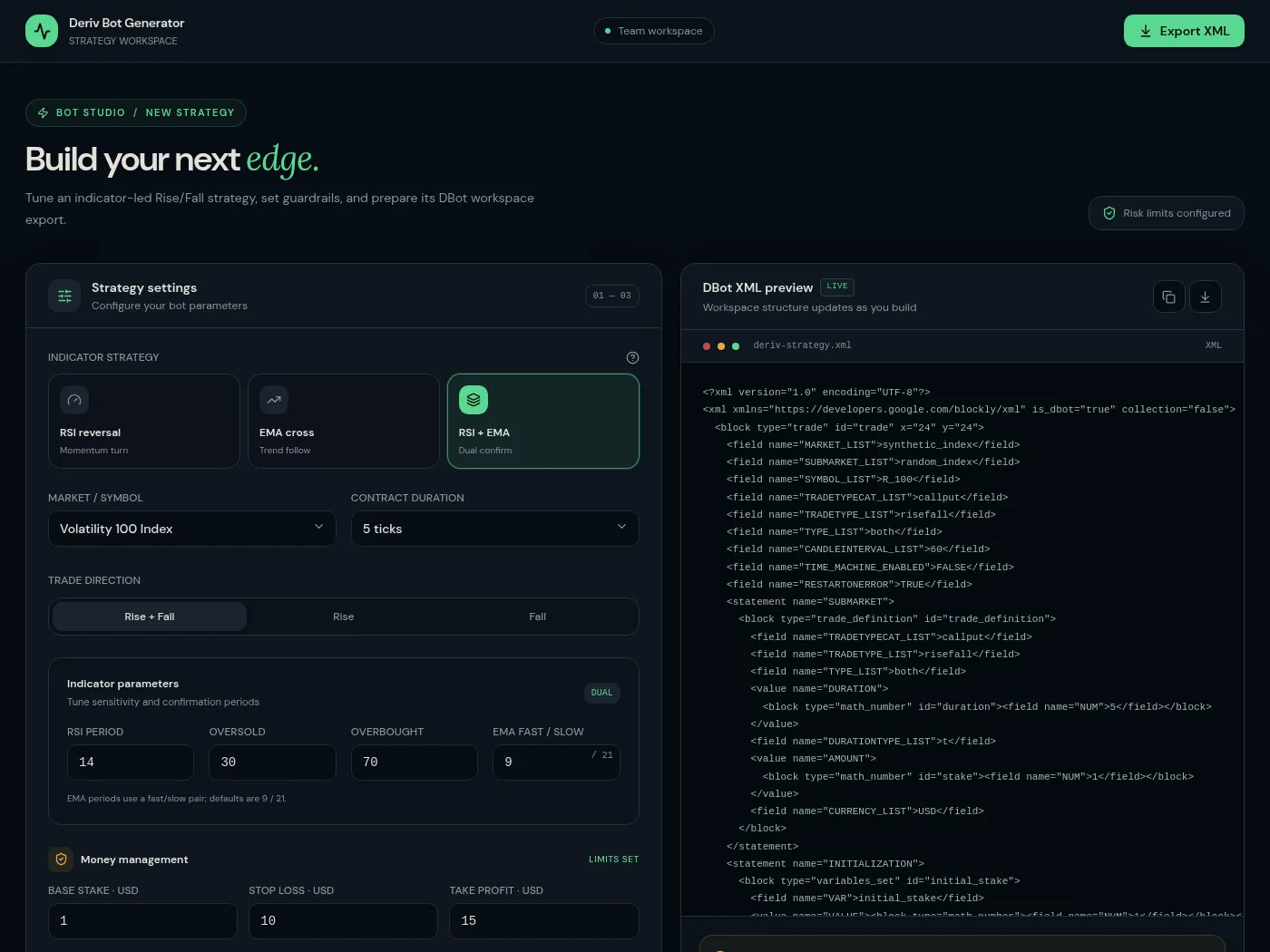 Deriv Bot Generator