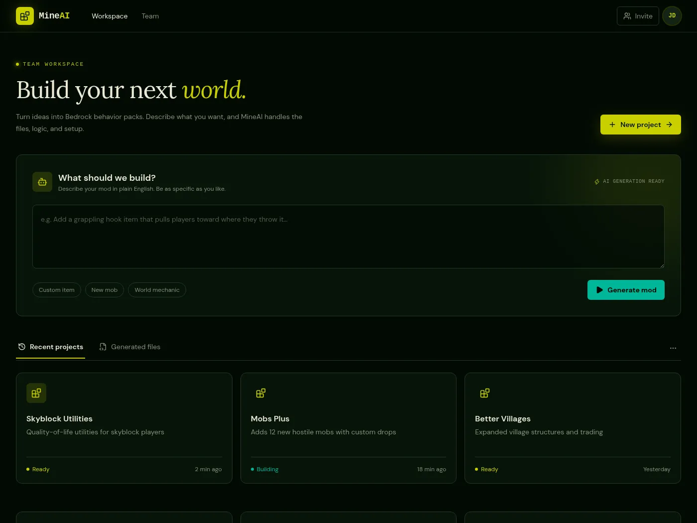 MineAI Mod Generator