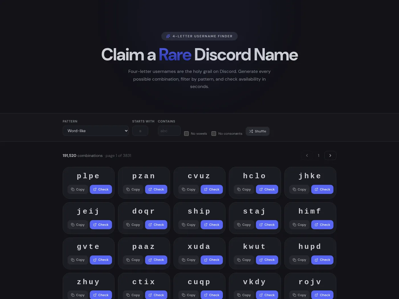 Discord Four-Letter Finder