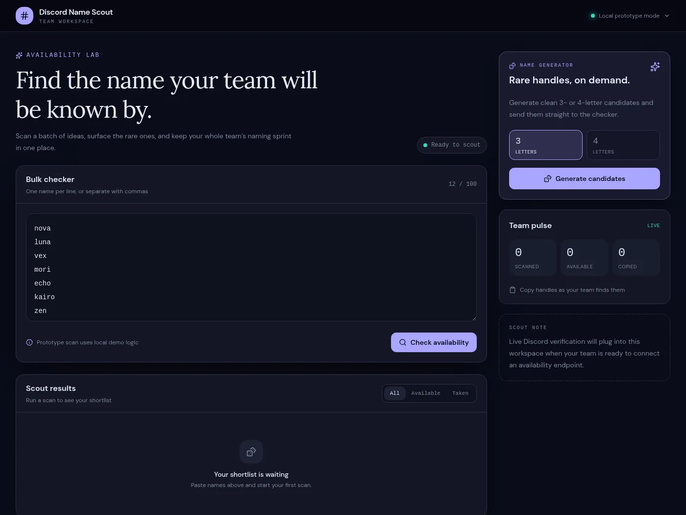Discord Name Scout