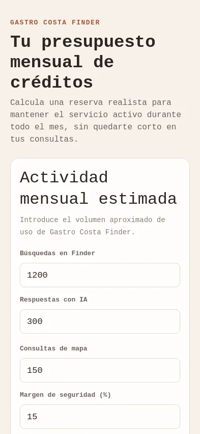 Gastro Costa Credits Tracker